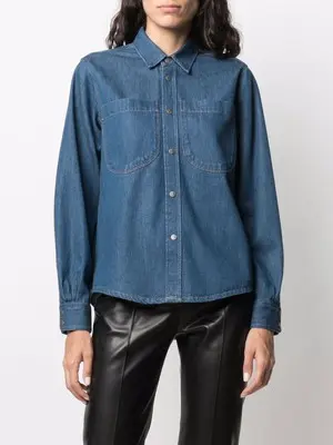 DIESEL® Cotton Drape Detail Long-sleeve Denim Shirt