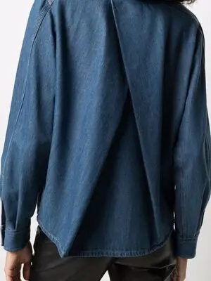 DIESEL® Cotton Drape Detail Long-sleeve Denim Shirt