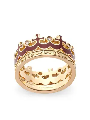 Dolce & Gabbana 18k Yellow Ring With Diamond And Enamel - Gold