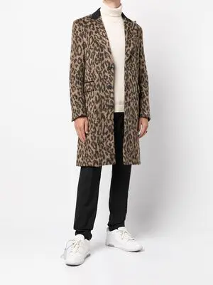 Amiri Brushed Leopard-print Single-breasted Coat