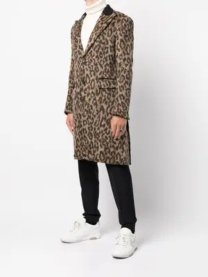 Amiri Brushed Leopard-print Single-breasted Coat