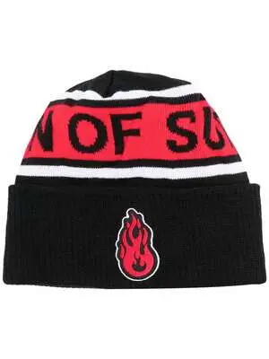 VISION OF SUPER Flame-patch Knitted Beanie