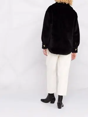Maje Gold-button Faux-fur Jacket