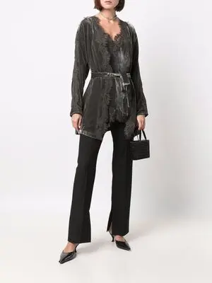 Gold Hawk Lace-trimmed Belted Coat