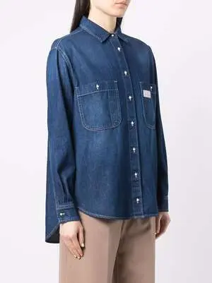 Closed X Leandra Medine Cohen Logo-patch Denim Shirt