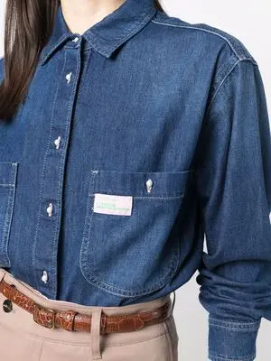 Closed X Leandra Medine Cohen Logo-patch Denim Shirt