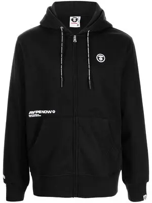 Aape By *A Bathing Ape® Aape Now Logo-Patch Zip Hoodie - Black