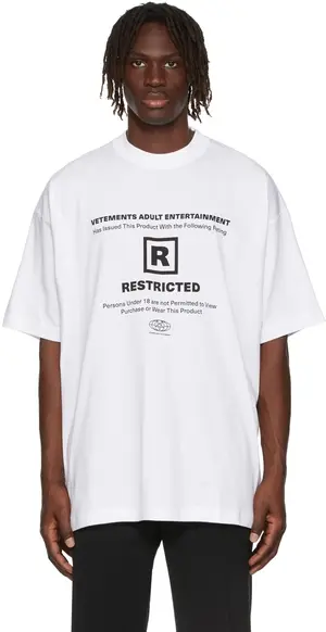 Vetements 18+ Restricted T-Shirt In White - 62% Off | Editorialist
