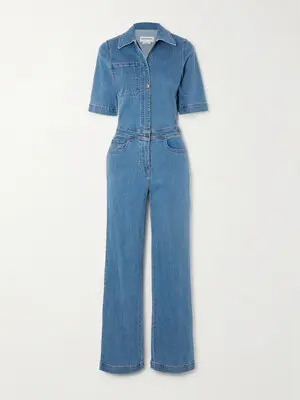 RIVET UTILITY Rowdy Stretch-denim Jumpsuit - Blue