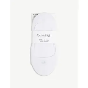 Calvin Klein Cotton-blend Invisible Socks Set Of 2 - White
