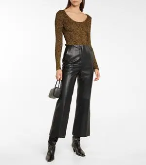 GANNI Metallic Ribbed-knit Sweater