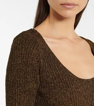 GANNI Metallic Ribbed-knit Sweater