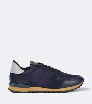 Valentino Garavani Rockrunner Suede-trimmed Sneakers - Blue