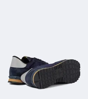 Valentino Garavani Rockrunner Suede-trimmed Sneakers - Blue