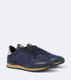 Valentino Garavani Suede-trimmed Sneakers - Blue