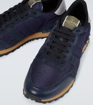 Valentino Garavani Rockrunner Suede-trimmed Sneakers