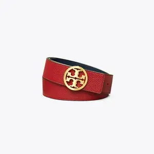 Tory Burch Tory Burch 1 1/2" Reversible Double T Belt Redstone/royal Navy/gold