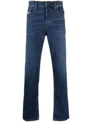 DIESEL® Whiskered Straight-leg Jeans - Blue