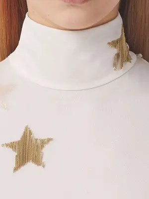 Burberry Silk Viscose Dress With Gold Stars