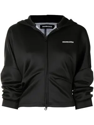 GROUND ZERO Draped-sleeve Zipped Hoodie