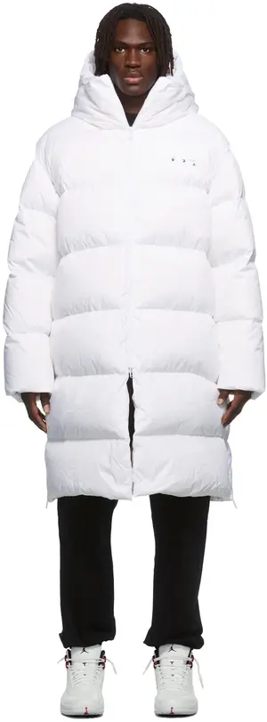 Off-White Off-White White Down Long Puffer Coat White/black