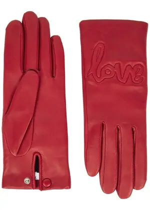 AGNELLE Moor Love Leather Gloves - Red