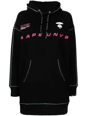 A BATHING APE Aape * Logo Print Hooded Dress