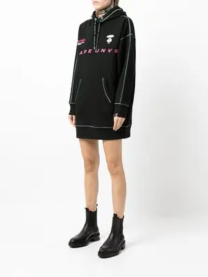 A BATHING APE Aape * Logo Print Hooded Dress