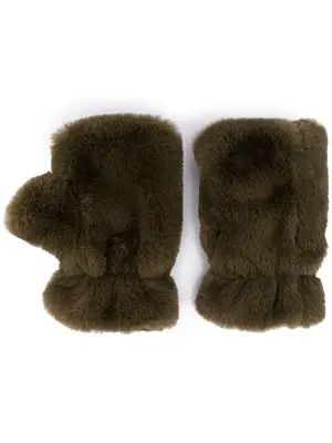 Apparis Apparis Ariel Fingerless Faux-Fur Gloves Green