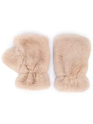 Apparis Apparis Ariel Fingerless Faux-Fur Gloves Neutrals