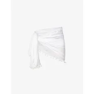 Seafolly Tasselled Self-tie Cotton Gauze Sarong - White