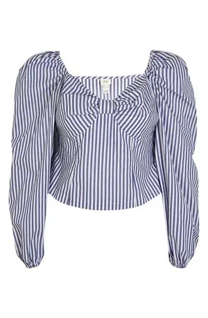 RIVER ISLAND Puff Sleeve Stripe Crop Top