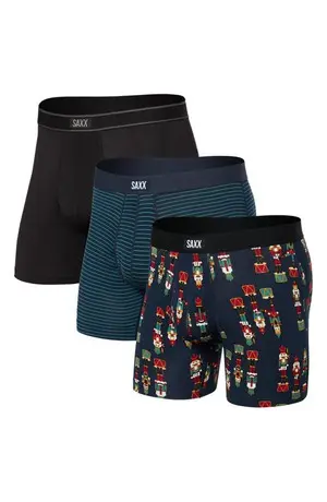 SAXX Assorted 3-pack Daytripper Comfort Stretch Boxer Briefs Nutcracker/stripe/black