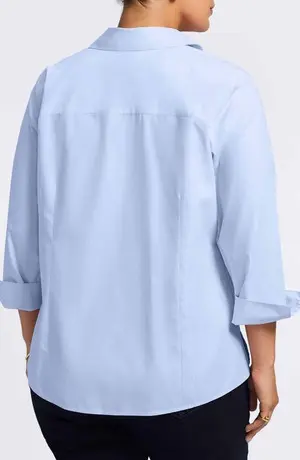 Foxcroft Taylor Three-quarter Sleeve Non-iron Shirt - Blue Wave
