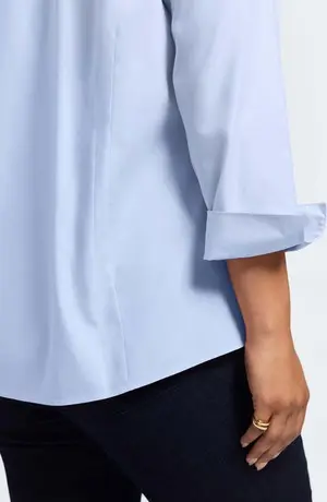 Foxcroft Taylor Three-quarter Sleeve Non-iron Shirt - Blue Wave