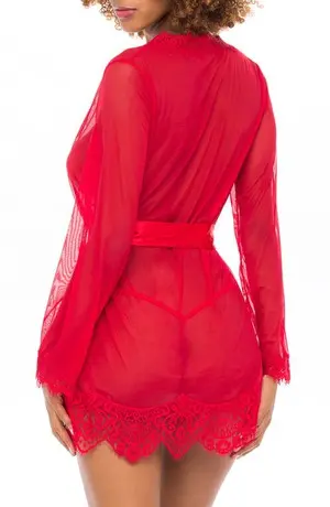 OH LA LA CHERI Provence Lace Trim Wrap - Red