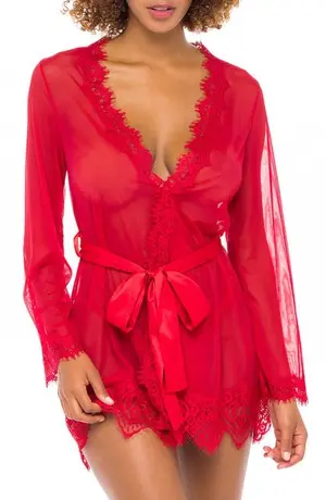 OH LA LA CHERI Provence Lace Trim Wrap - Red