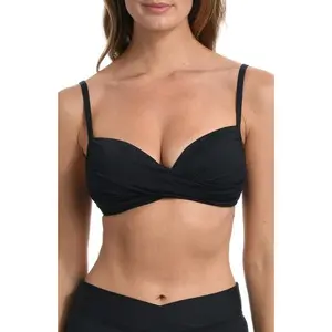 La Blanca Island Goddess Wrap Bikini Top - Black