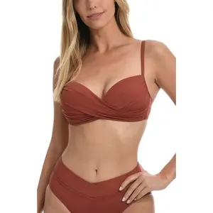 La Blanca Island Goddess Wrap Bikini Top Cinnamon