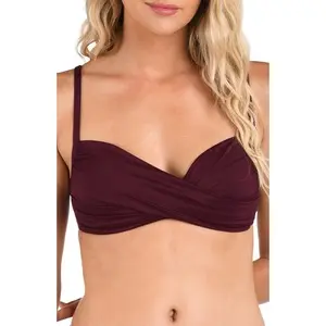 La Blanca Island Goddess Wrap Bikini Top - Dark Cherry