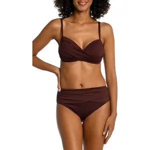 La Blanca Island Goddess Wrap Bikini Top Java