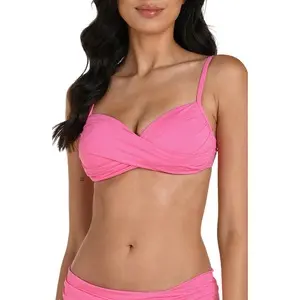 La Blanca Island Goddess Wrap Bikini Top - Rose Pink