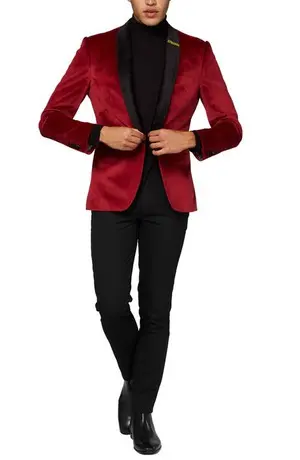 Opposuits Deluxe Burgundy Velvet Dinner Jacket - Red