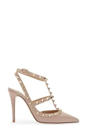 Valentino Garavani Rockstud Ankle Strap Pump - P45 Poudre