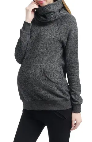 KIMI + KAI Thea Zip Collar Maternity Sweatshirt - Black
