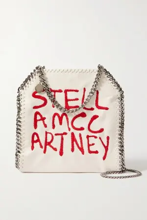Stella McCartney The Falabella Mini Embroidered Vegetarian Brushed-leather Tote