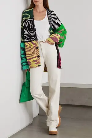 Stella McCartney Ed Curtis Patchwork Jacquard-knit Wool Cardigan