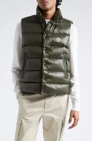 Moncler Tibb Down Puffer Vest - Olive Green