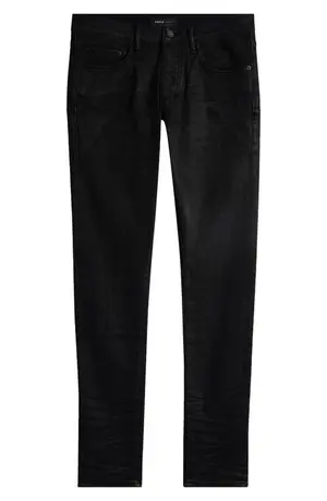 PURPLE BRAND Resin Coated Skinny Jeans - Black Resin