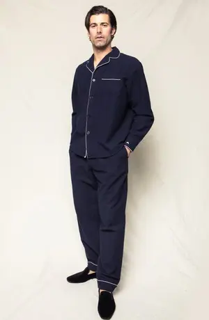 PETITE PLUME Classic Flannel Pajama Set - Navy